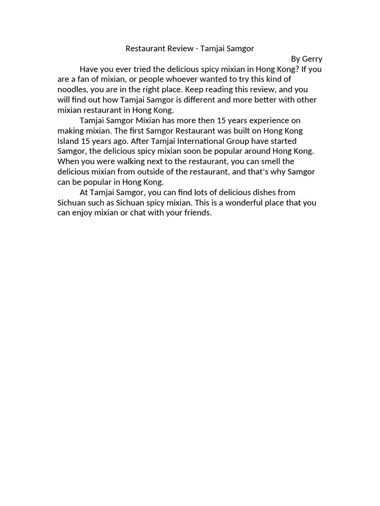 Restaurant Review | PDF