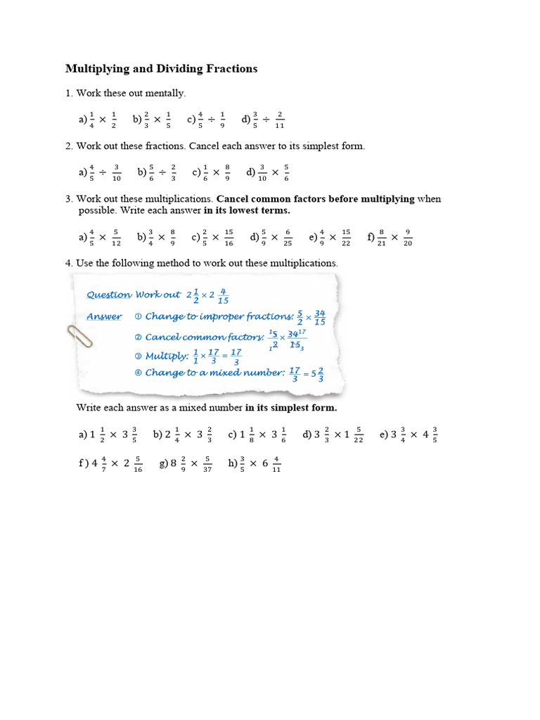 Multiplying and Dividing Fractions | PDF | Multiplication | Numbers