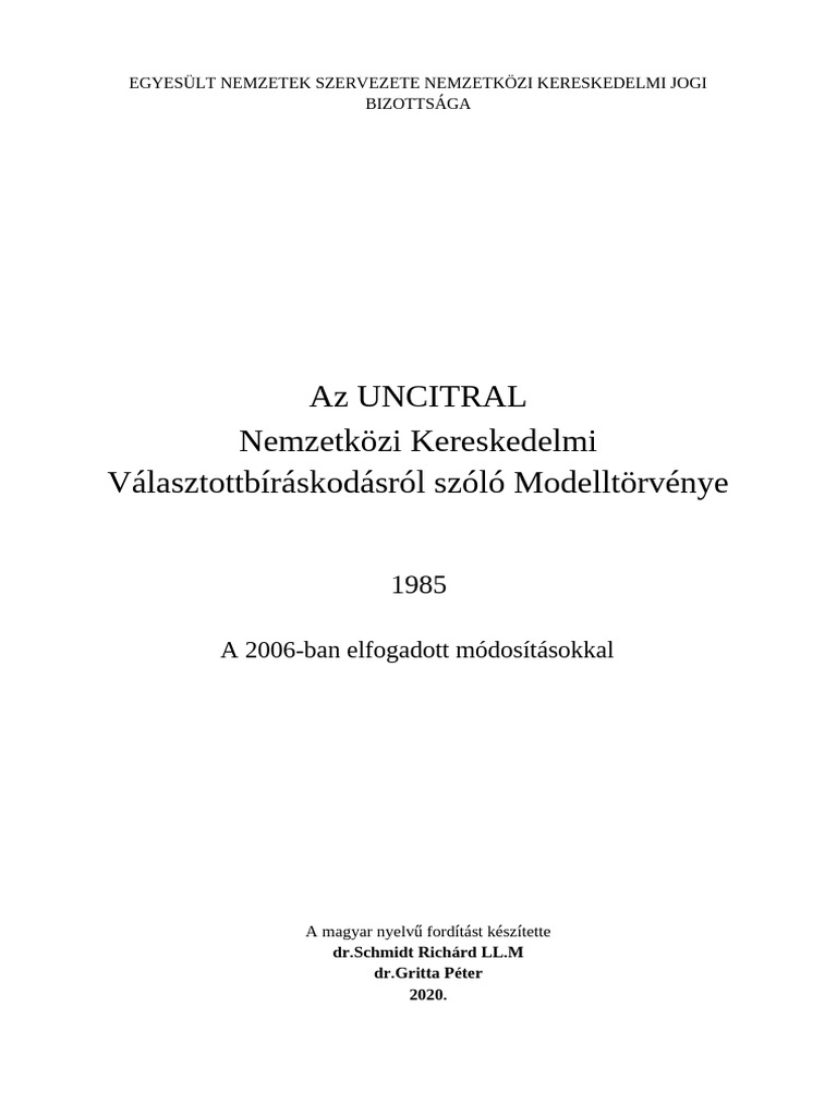 Ucitral Model Law and Explanatory Note Forditas Final | PDF
