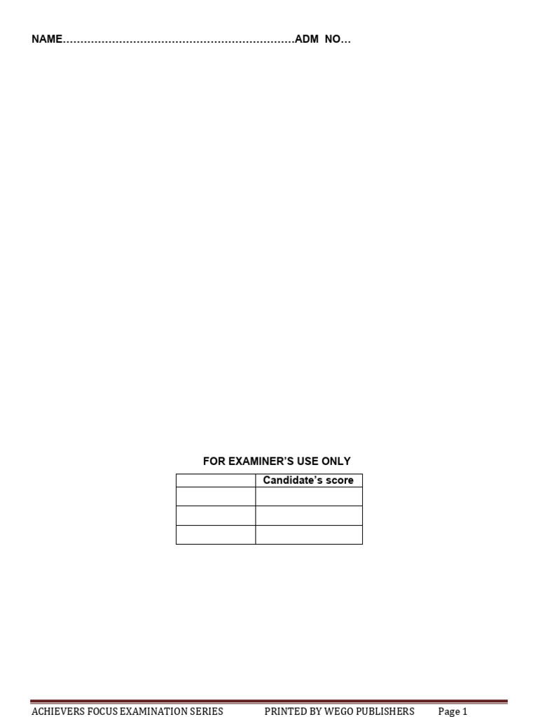 Trial 4: Achievers Focus Examination Series Printed by Wego Publishers | PDF | Computing | Printing