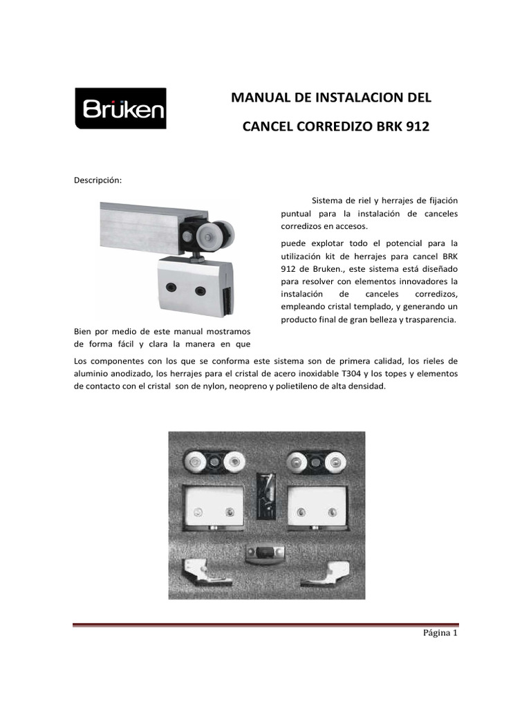 Manual de Instalacion Del Cancel BRK 912 | PDF | Tornillo