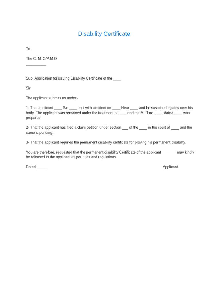 Disability Certificate | PDF