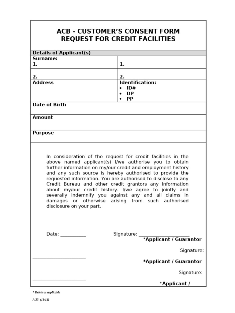 Credit Facility Consent Form | PDF