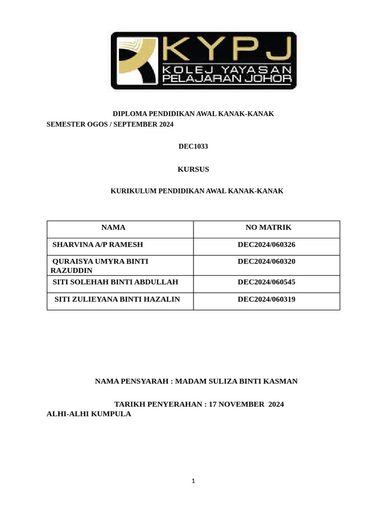 Kurikulum Rpa J RPH | PDF