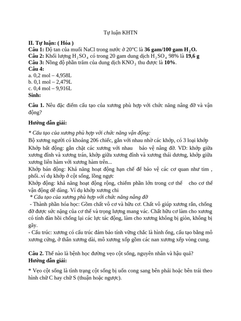 Tự luận KHTN | PDF