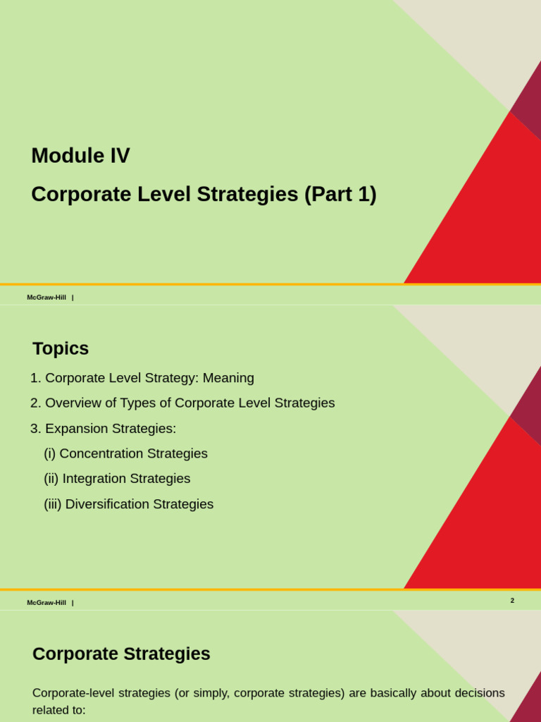Module IV Corporate Level Strategies (Part 1) | PDF | Strategic Management | Diversification ...