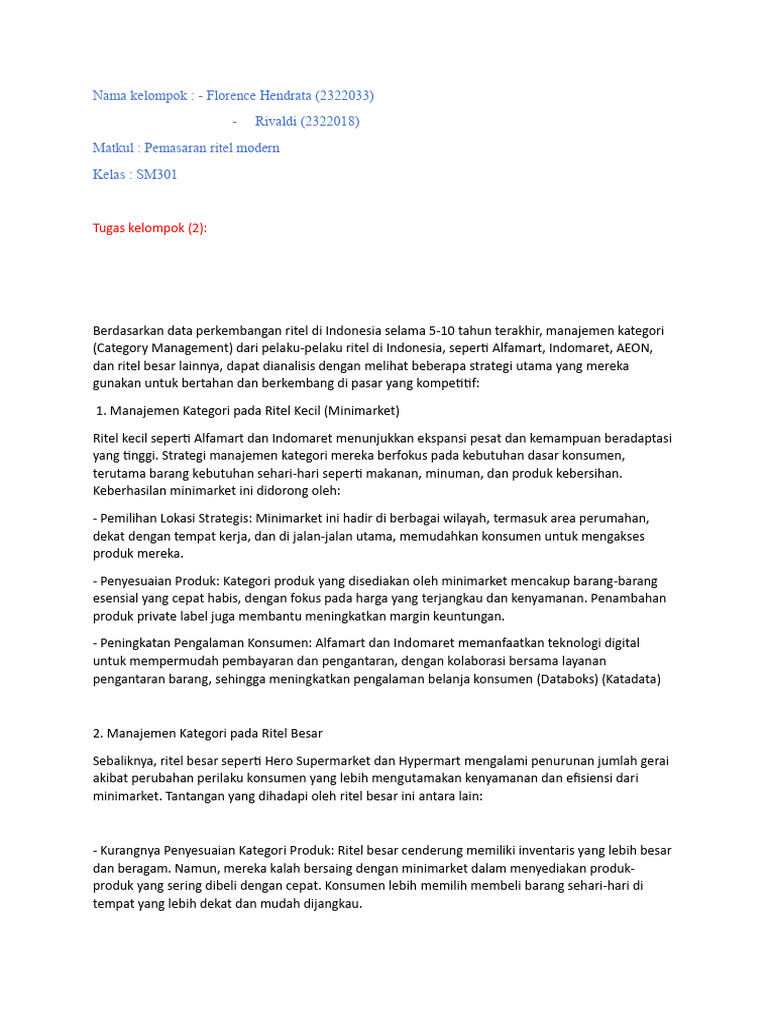 Tugas Kelompok Pemanasan Ritel Modern | PDF