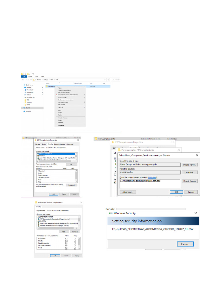 Procedimiento Permisos SFTP | PDF