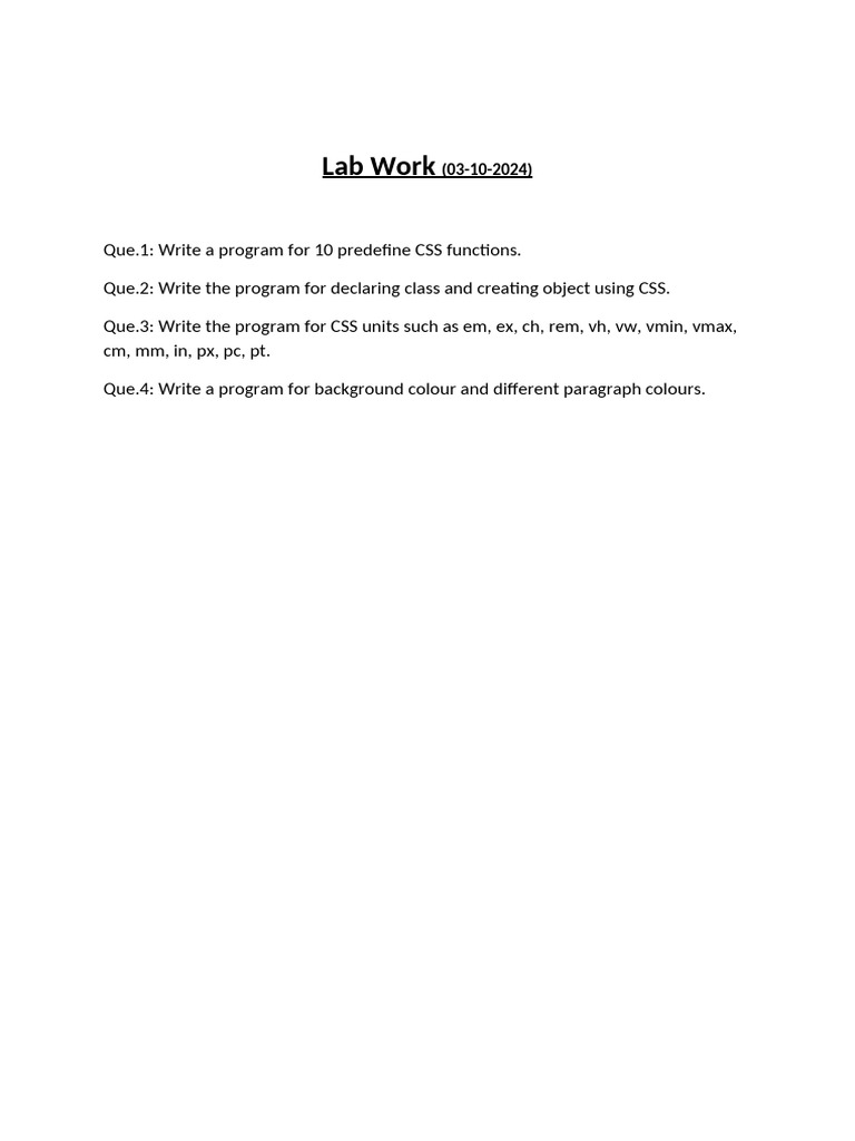 Lab Work (3-10-24) | PDF