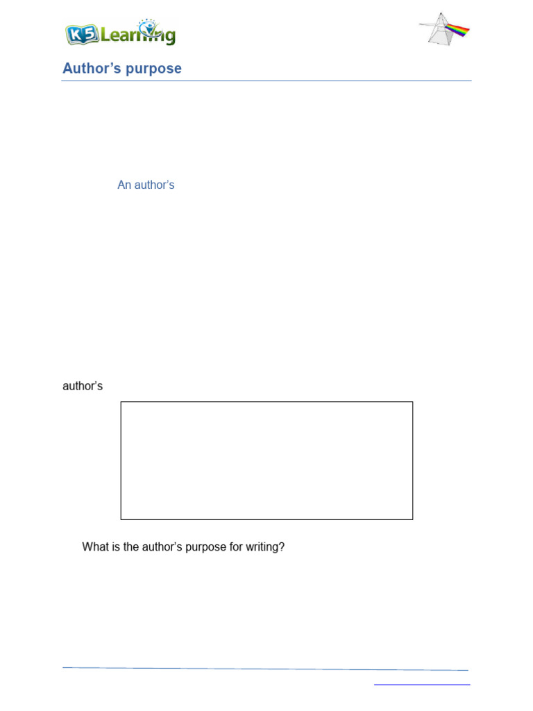 Author's Purpose in Writing Worksheet | PDF | Color