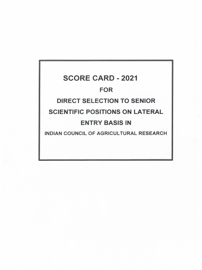 Score Card 2021 | PDF