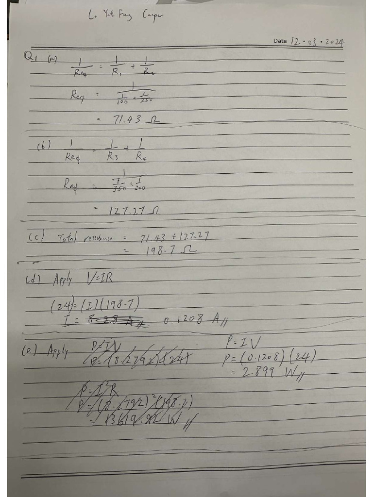 Basic Electricity Assignment 1 | PDF