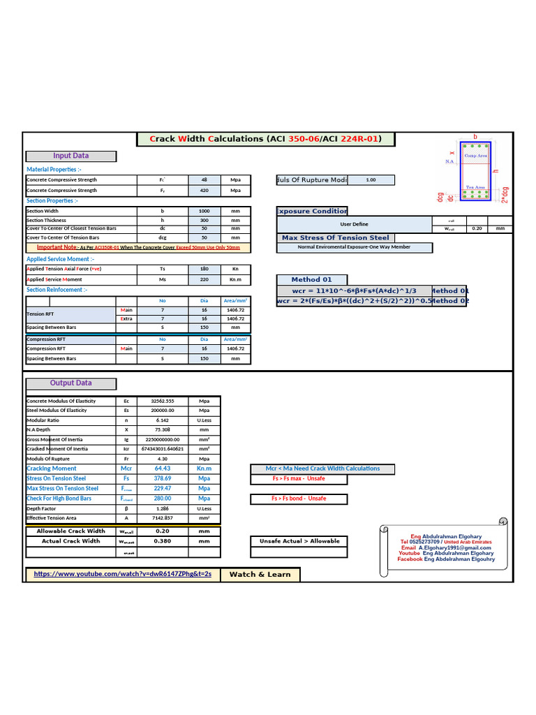 Crack Width Moment+Axial Force | PDF | Young's Modulus | Structural Engineering