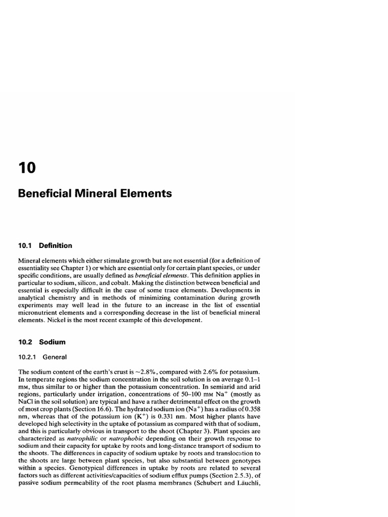 Beneficial Mineral Elements in Plants | PDF