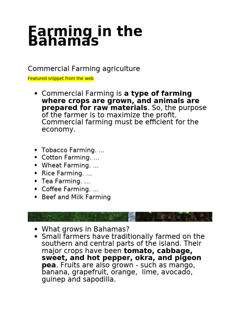 Bahamas Commercial Farming Guide | PDF | Agriculture | Intensive Farming