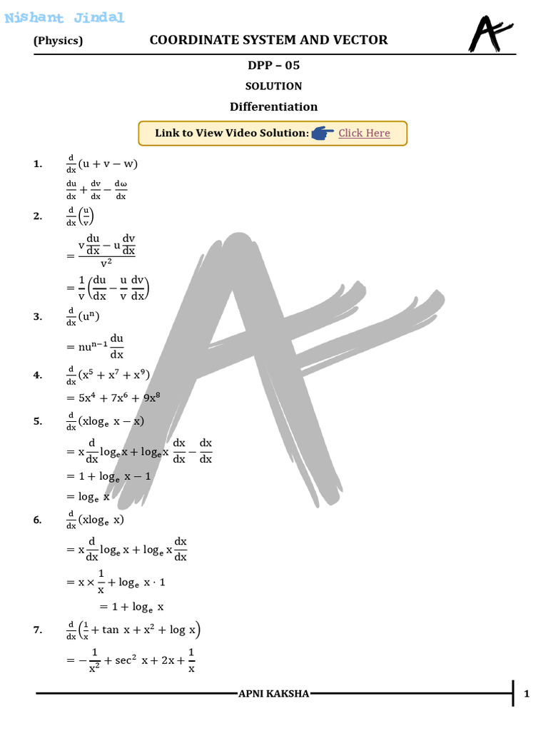 Differentiation Solutions in Physics | PDF | Mathematical Physics ...