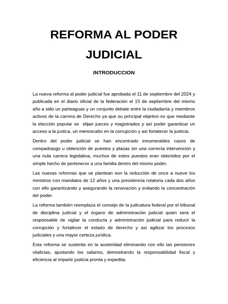 Reforma Judicial 2024: Elección Popular y Cambios Clave | PDF | Juez ...