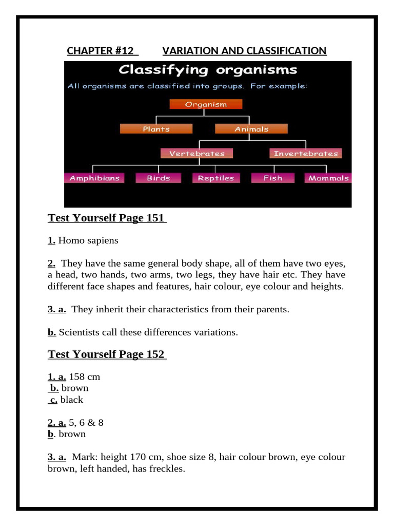 Variation and Classification of Species | PDF | Fingerprint | Seed