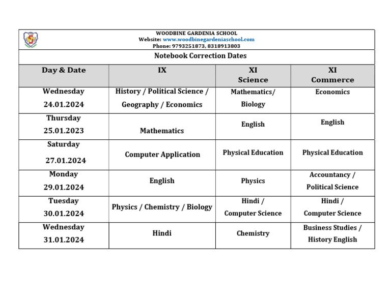 Correction Dates | PDF