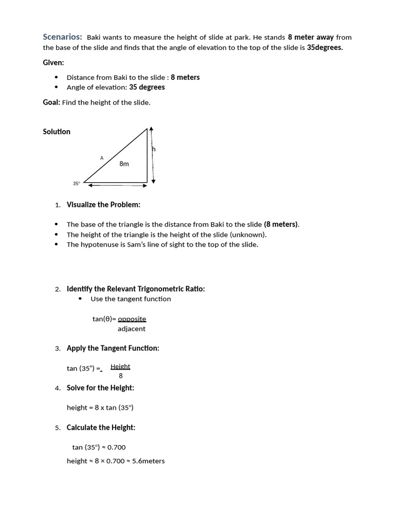 Calculate Slide Height Using Trigonometry | PDF | Trigonometric ...