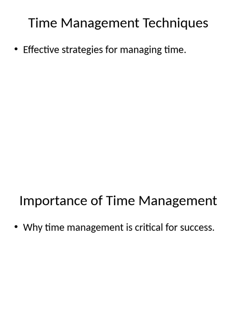 Time Management Techniques | PDF