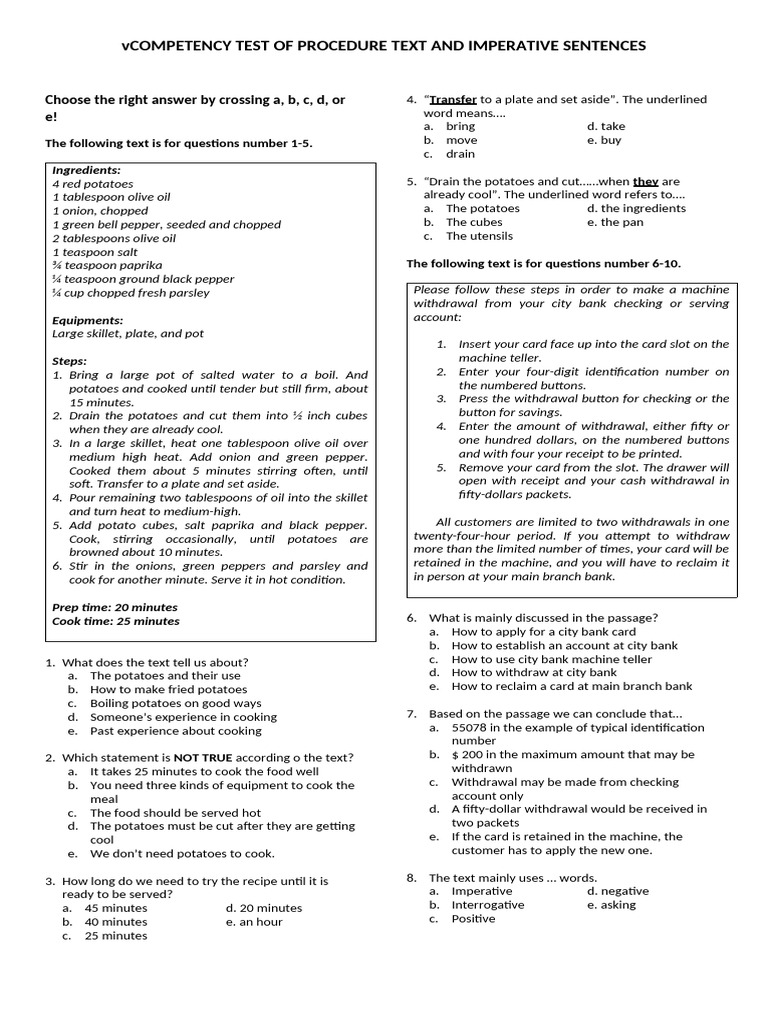 Uh 2 Procedure N Imperative 1ST Class | PDF | Food And Drink Preparation | Cooking