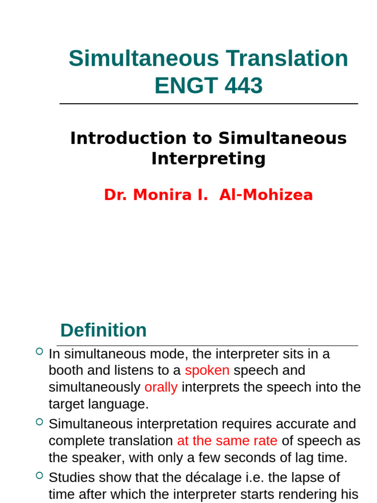 Introduction To Simultaneous Interpreting | PDF | Language Arts & Discipline