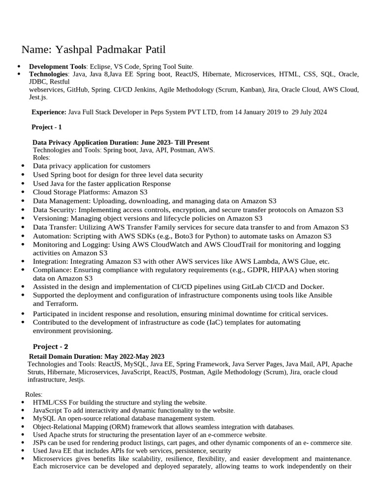 Yash Resumes | PDF | Scrum (Software Development) | Databases