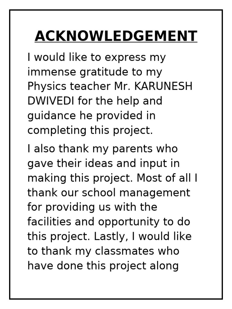Acknowledgement Project | PDF