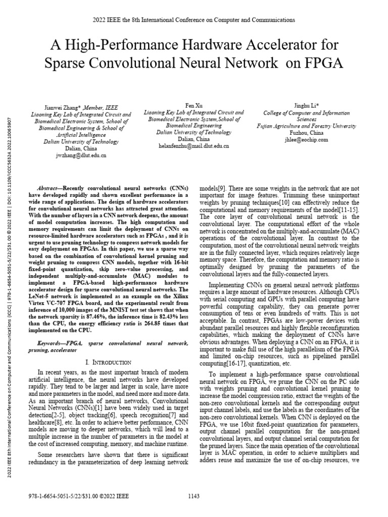 A High Performance Hardware Accelerator For Sparse Convolutional Neural Network On Fpga Pdf 