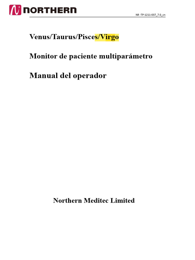Manual del Monitor Multiparámetro Virgo | PDF | Tecnología