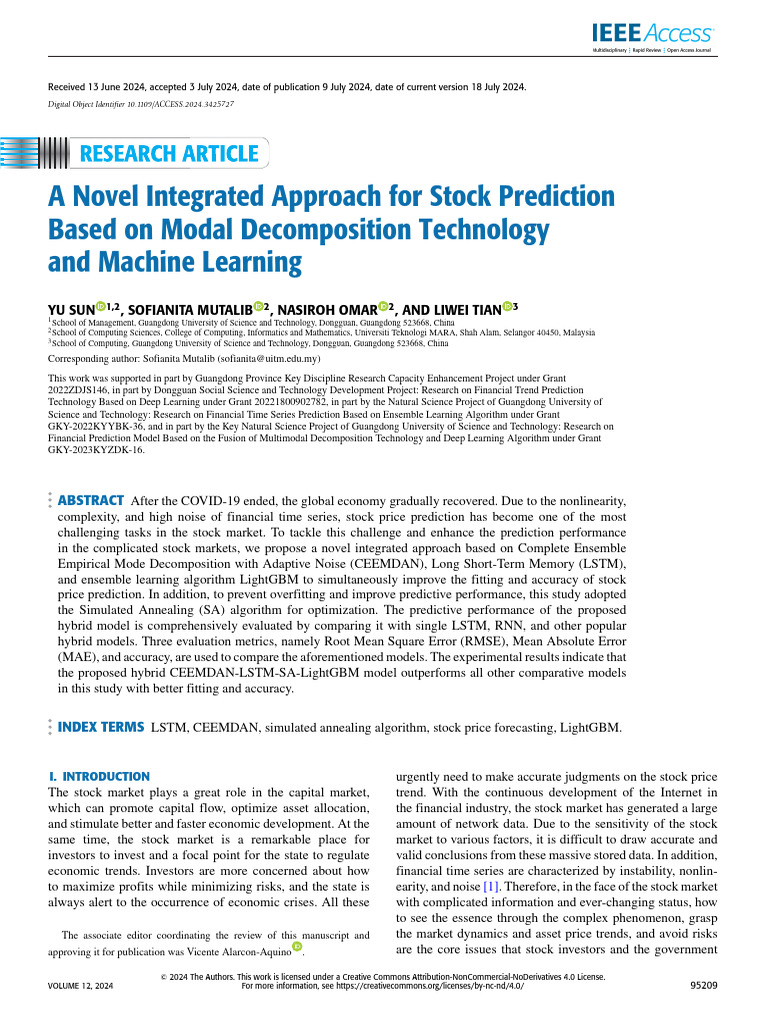 A Novel Integrated Approach For Stock Prediction Based On Modal Decomposition Technology and ...