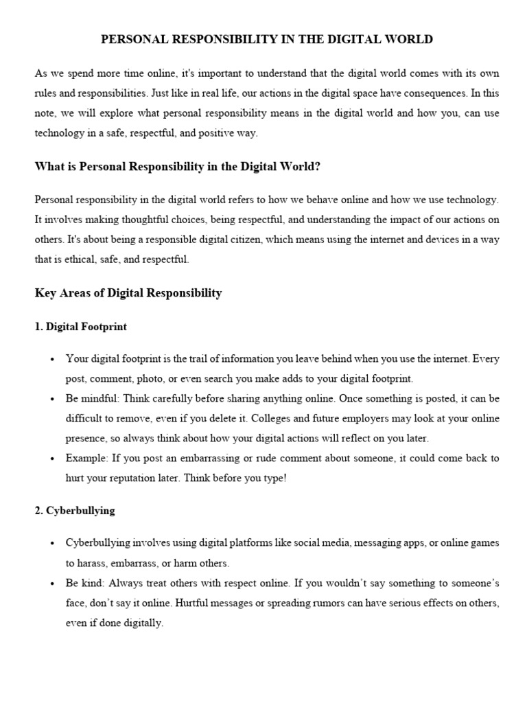 Digital Responsibility and Consequences | PDF | Online And Offline ...