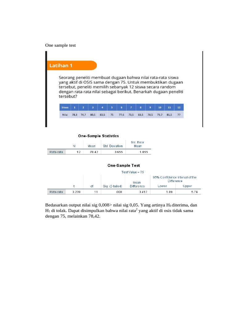 One Sample Test | PDF