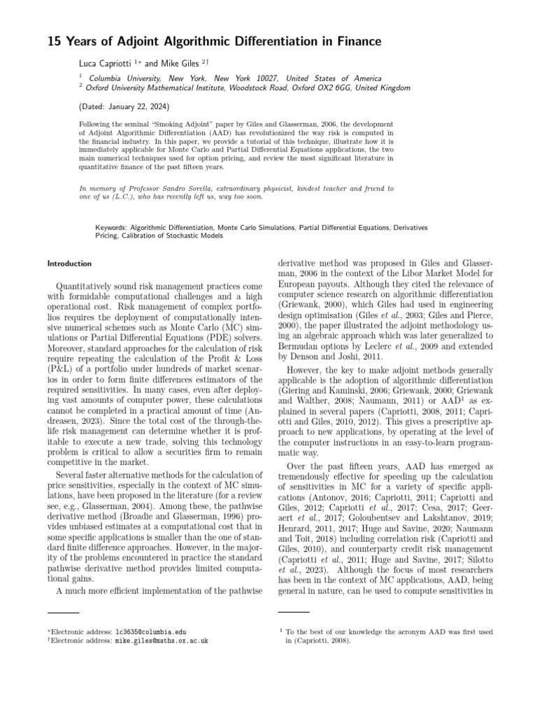 Paper - Mike Giles - 15 Years of Aad | PDF | Derivative | Gradient
