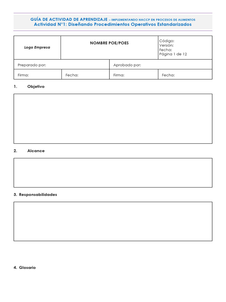 Actividad N°1 - Diseñando Procedimientos Operativos Estandarizados | PDF