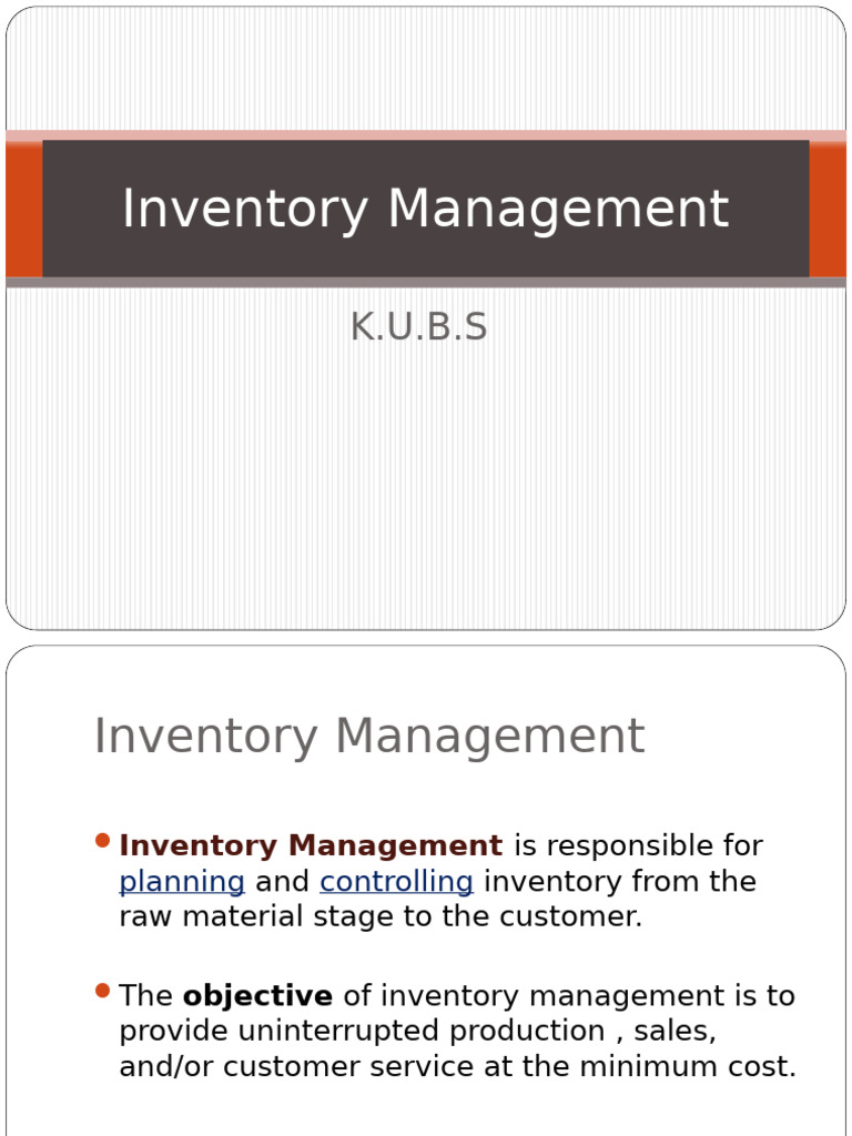 Inventory Management - Lecture 2 | PDF | Inventory | Logistics