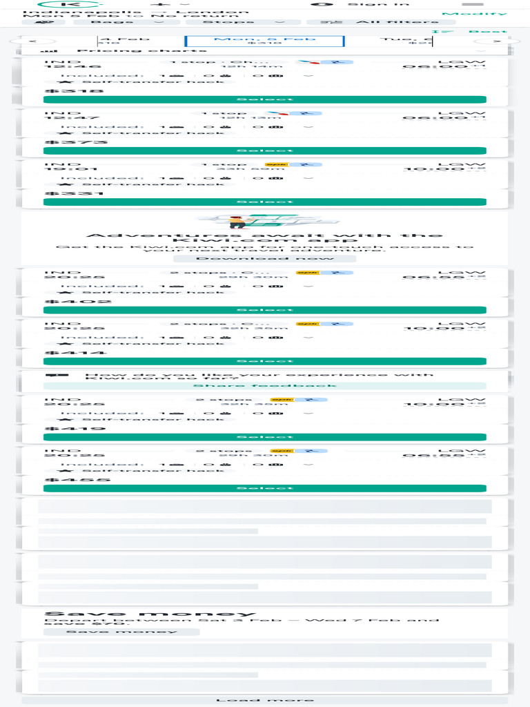 Indianapolis - London Trips | PDF