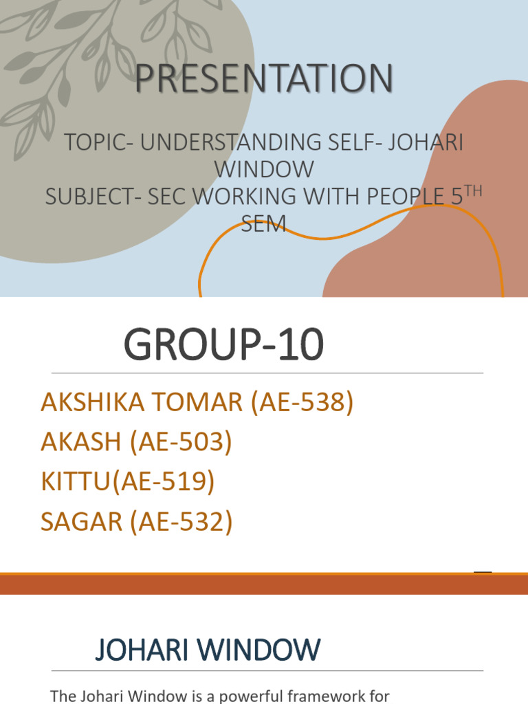 Sec (Johari Window) Group 10 | PDF | Communication | Self Awareness
