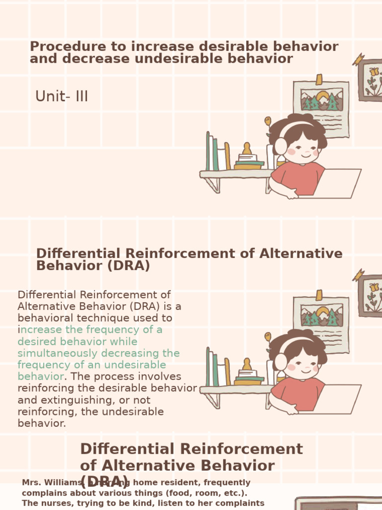 Unit - III Procedure To Increase Desirable Behavior and Decrease ...