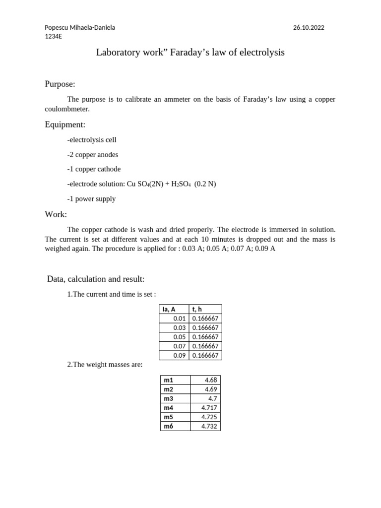 Faraday's Law | PDF | Electrochemistry | Applied And Interdisciplinary ...