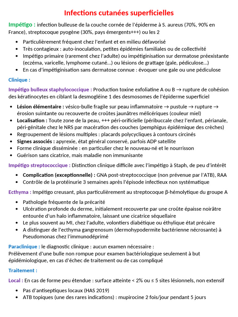 Infections cutanées : Impétigo et Furuncules | PDF | Dermatose ...