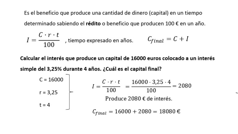 Cálculo de Interés Simple y Capital Final | PDF | Finanzas y dinero ...