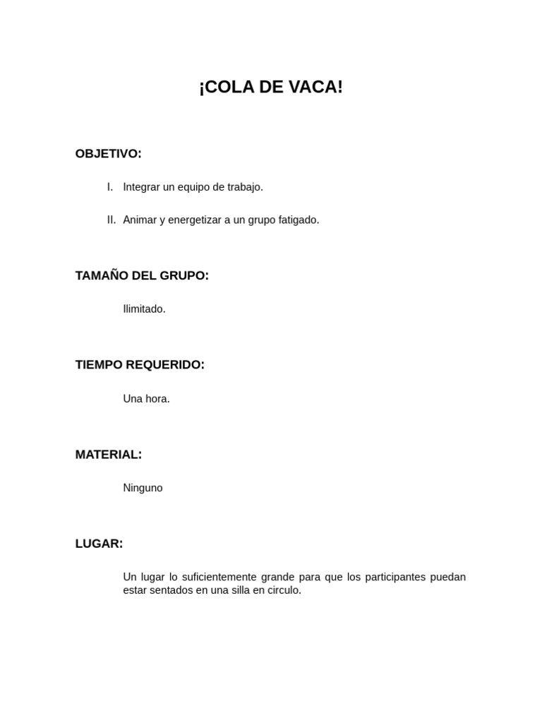 ¡Cola de Vaca! | PDF