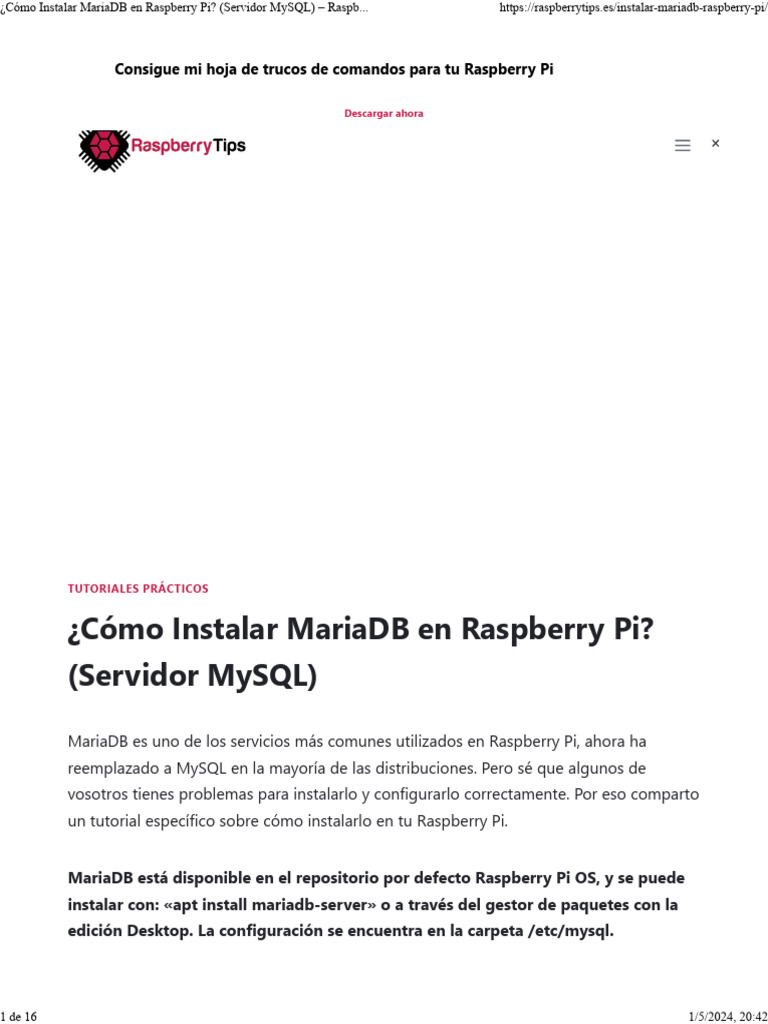 Como Instalar MariaDB en Raspberry Pi (Servidor MySQL) | PDF | Mi sql | Raspberry Pi