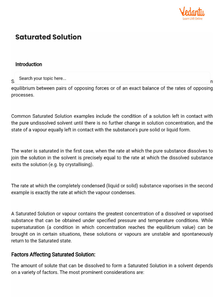 Saturated Solution | PDF