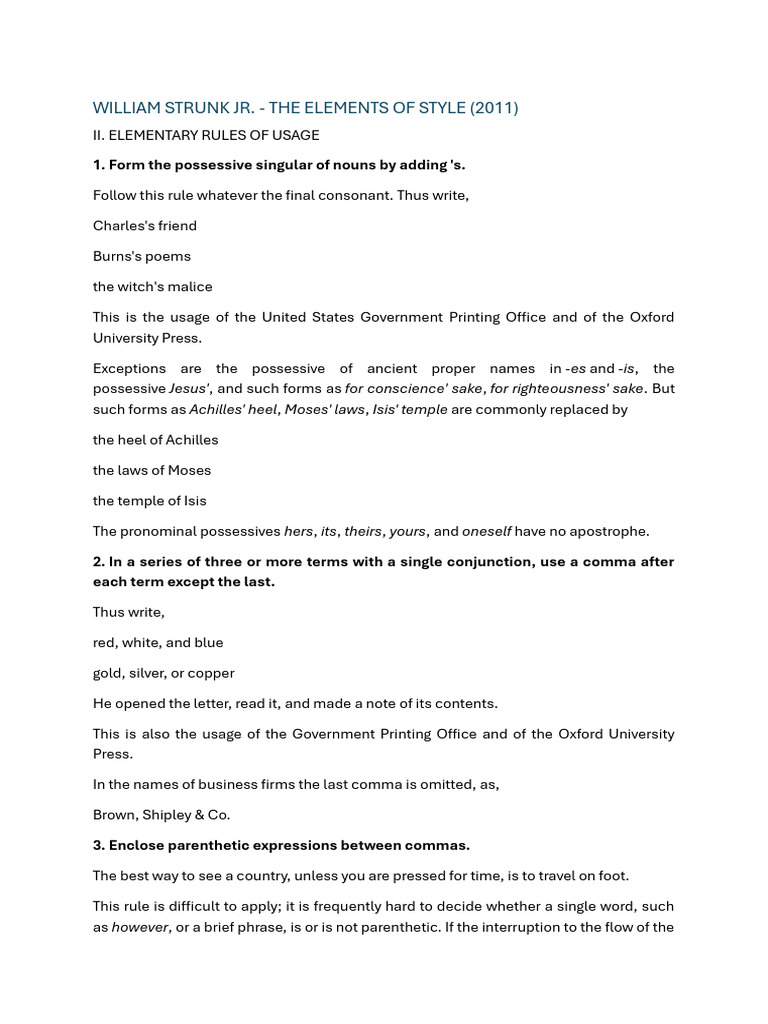 William Strunk Jr. - The Elements of Style (2011) | PDF | Comma ...