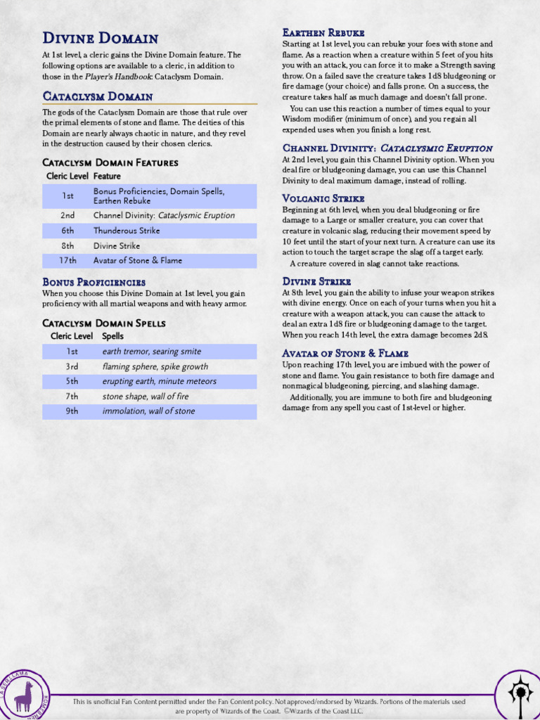 Cleric - Cataclysm Domain | PDF | Gary Gygax Games | Dungeons & Dragons