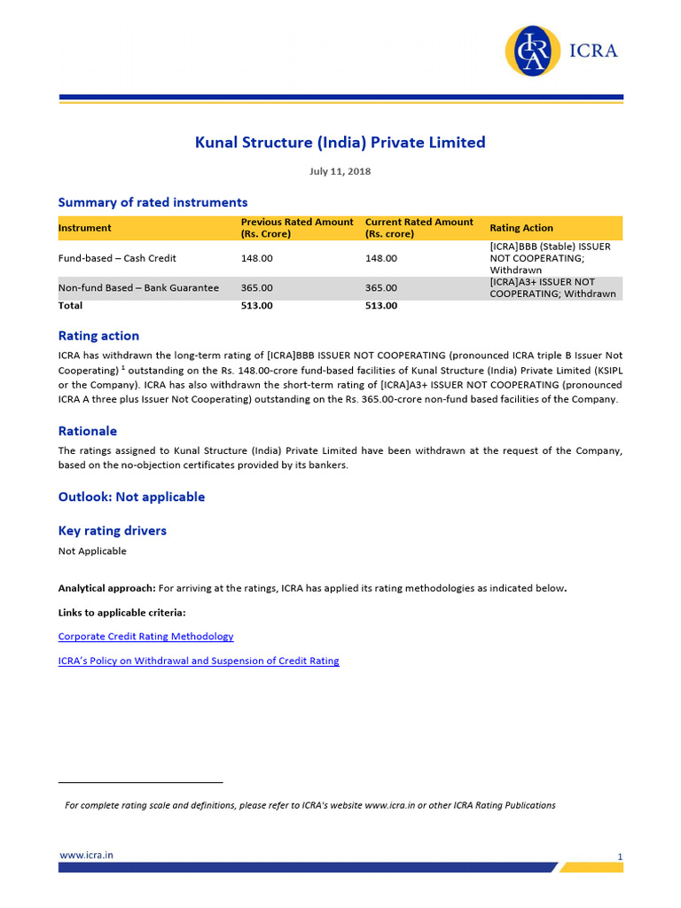 Kunal Structure R 11072018 | PDF | Credit Rating Agency | Bond Credit ...