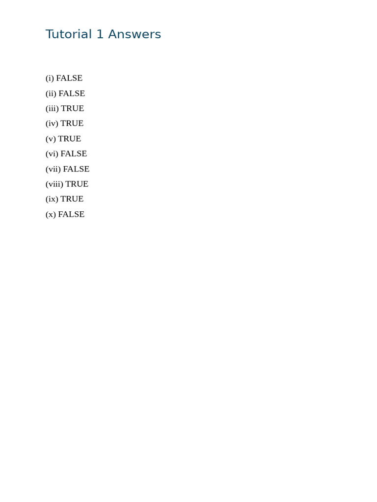 Tutorial 1 Answers | PDF
